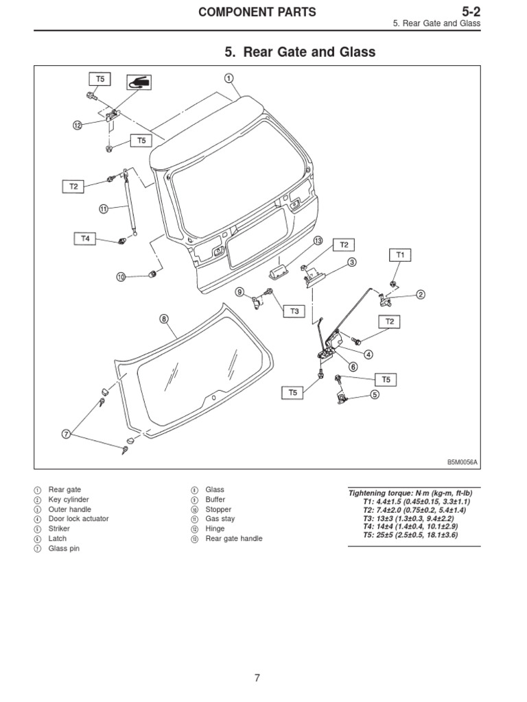 Rear Gate Components and Torque Specs | PDF