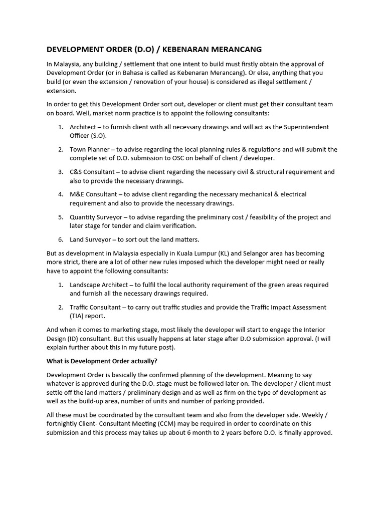 Development Order (Kebenaran Merancang) | PDF