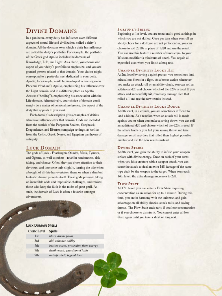 Luck Domain | PDF | Forgotten Realms | Deities
