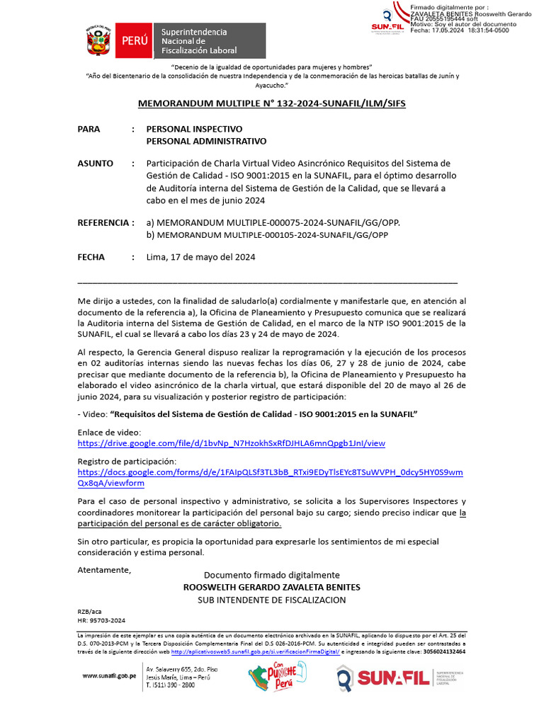Memorandum Multiple #132-2024 | PDF