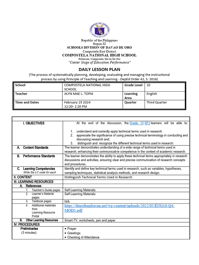 Quarter 4 Module 1 Day1 Pdf Survey Methodology Methodology