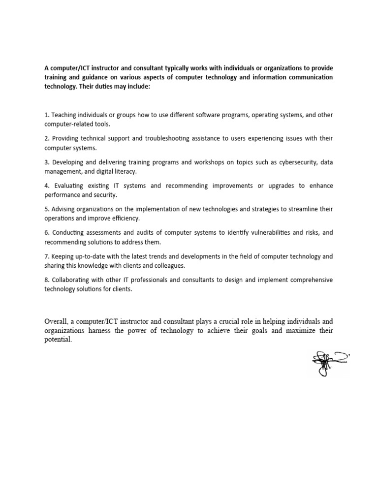 computer-ICT Instructor | PDF