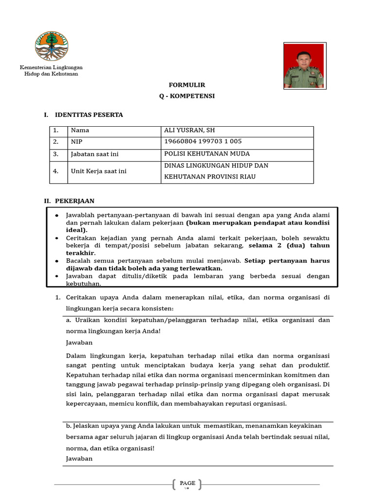 Form Q Kompetensi | PDF | Bisnis