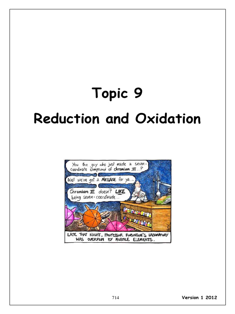 12 Topic 9 Reduction and Oxidation | PDF | Redox | Chemical Reactions