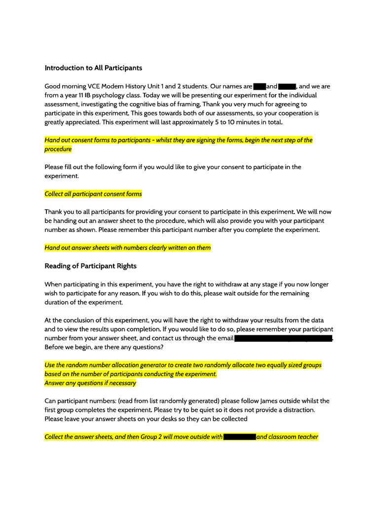 Standardised Instructions | PDF