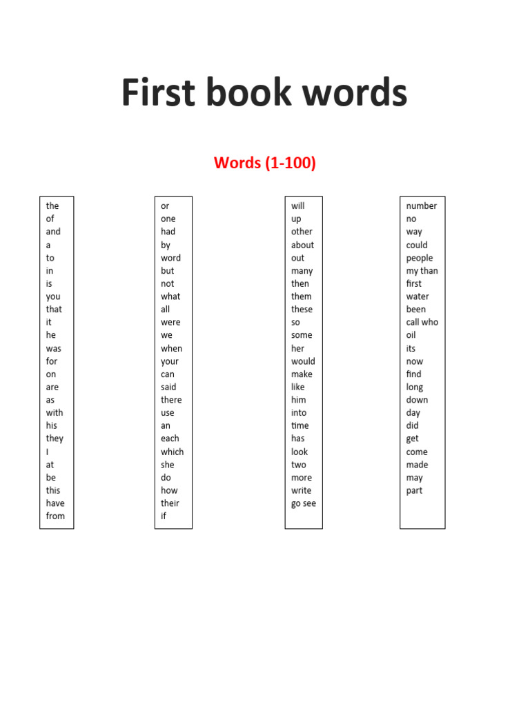 First Book Words | PDF