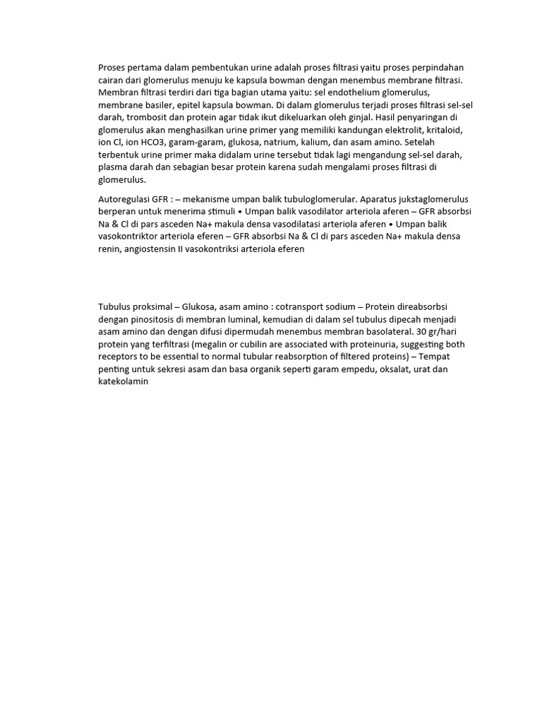 Proses Pertama Dalam Pembentukan Urine Adalah Proses Filtrasi Yaitu ...