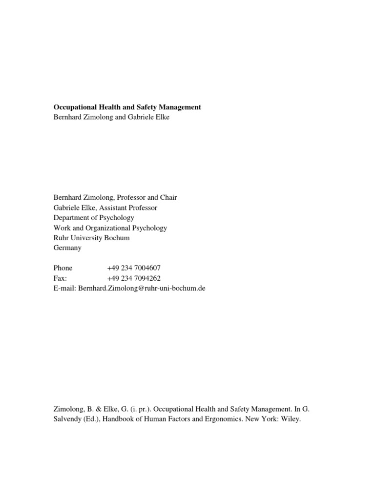 Occupational Health and Safety Management | PDF | Risk Management ...