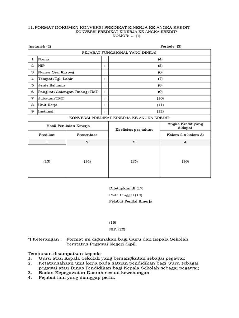 Format Konversi Kinerja ke Angka Kredit | PDF