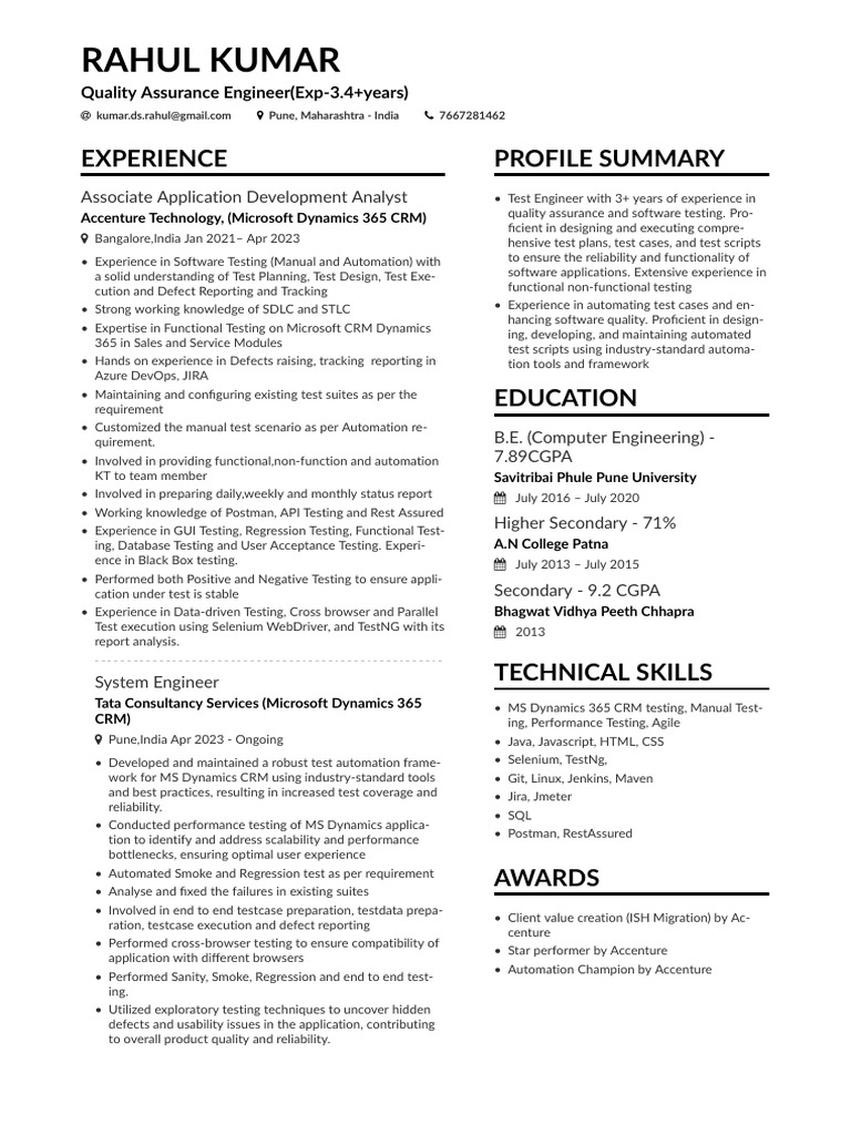 Rahul CV-1 | PDF | Software Testing | Selenium (Software)