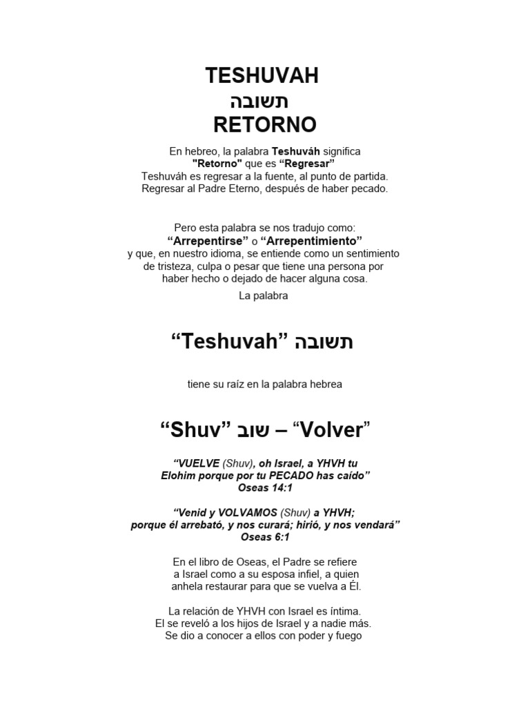 Teshuvah | PDF | Pecado | Creencia religiosa y doctrina