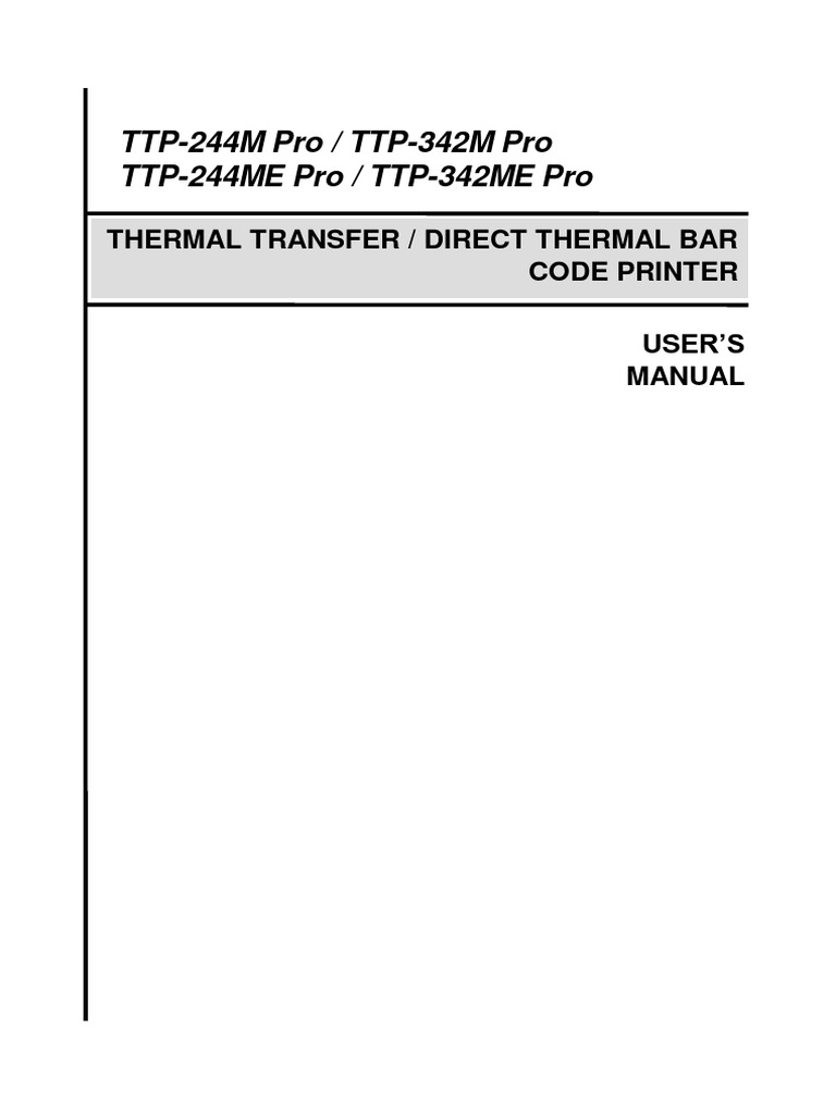 User Manual TSC TTP 244m Pro Series Rus | PDF | Printer (Computing) | Menu (Computing)