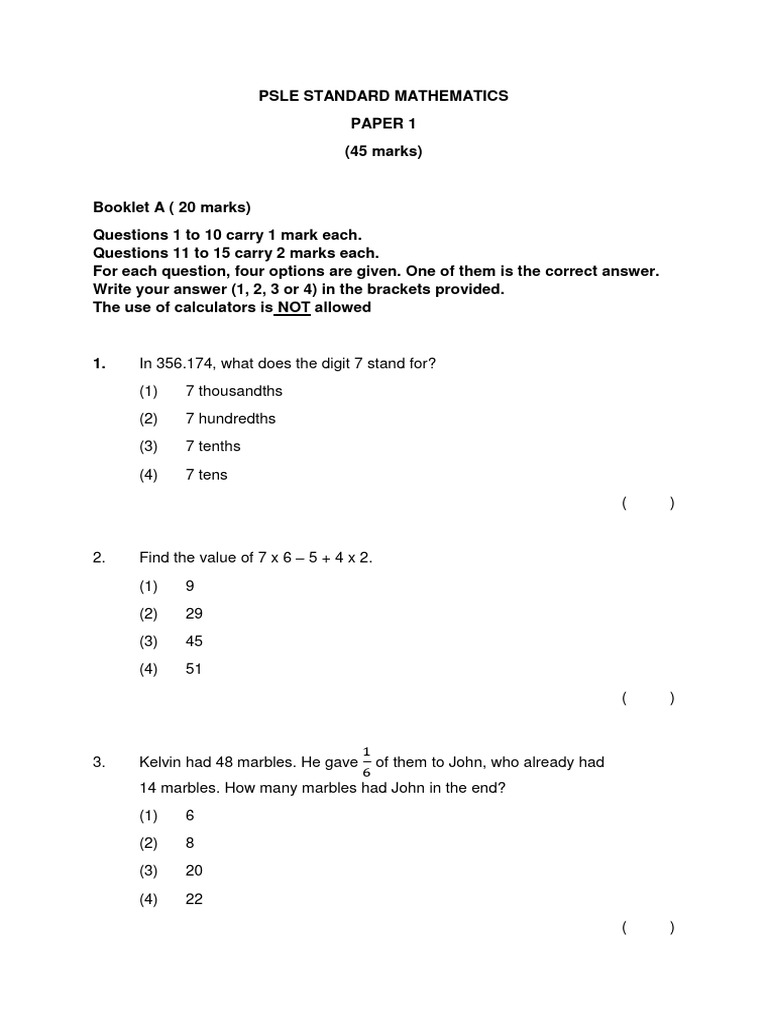 2008 PSLE MATHEMATICS STD | PDF | Area