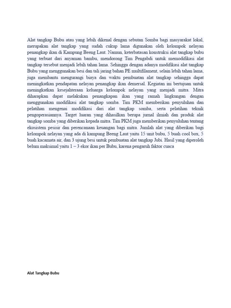 Makalah Bubu Dan Trap | PDF | Sains & Matematika