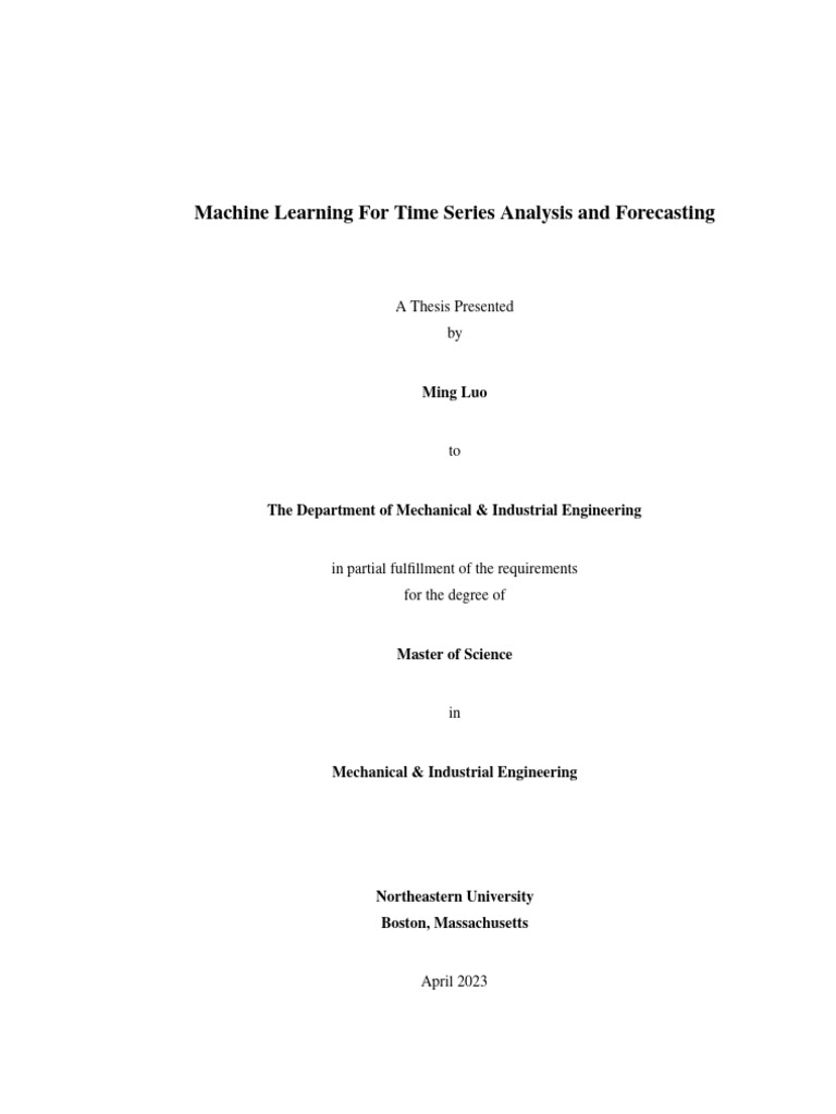 16 Machine Learning For Time Series Analysis And Forecasting Pdf Cluster Analysis Time Series 
