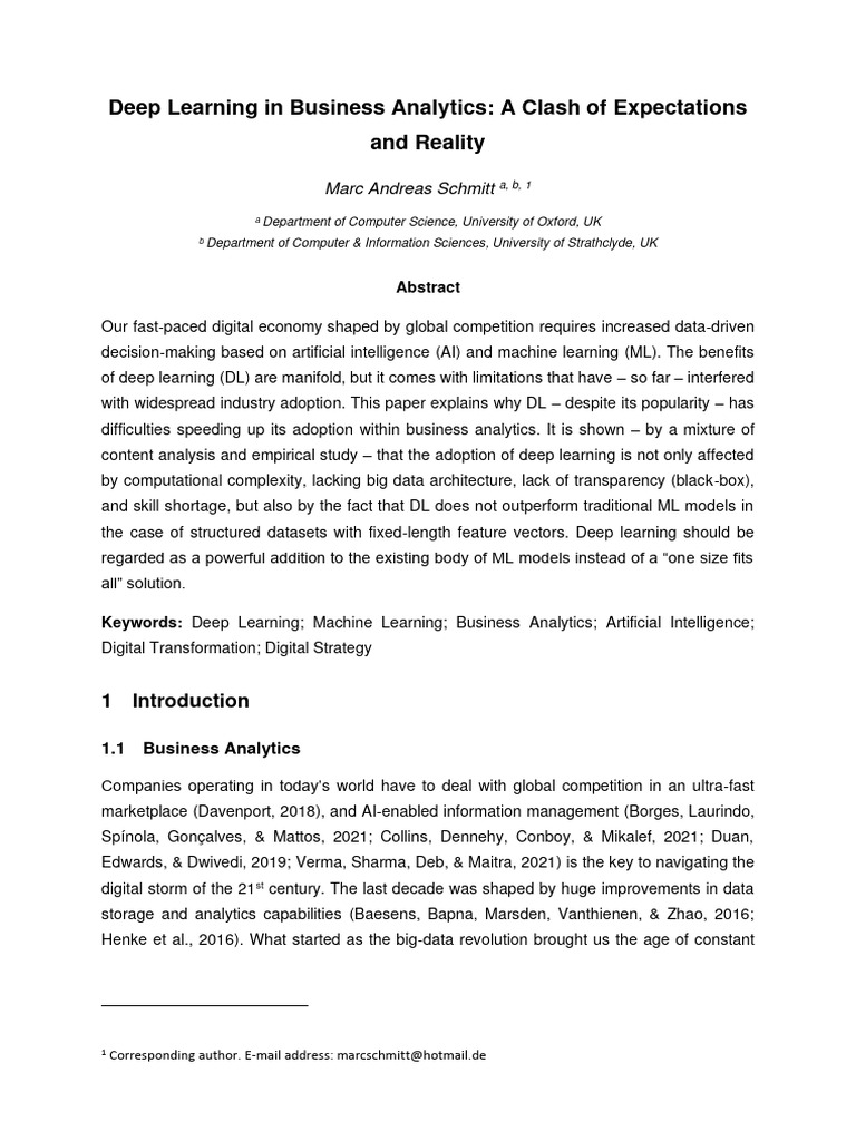 Deep Learning Adoption in Business Analytics | PDF | Artificial Neural ...