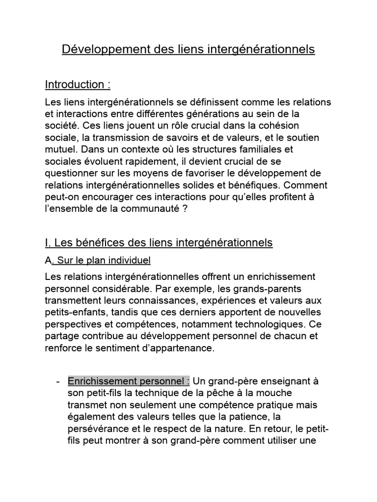 Développement Des Liens Intergénérationnels | PDF | Famille | Âgisme