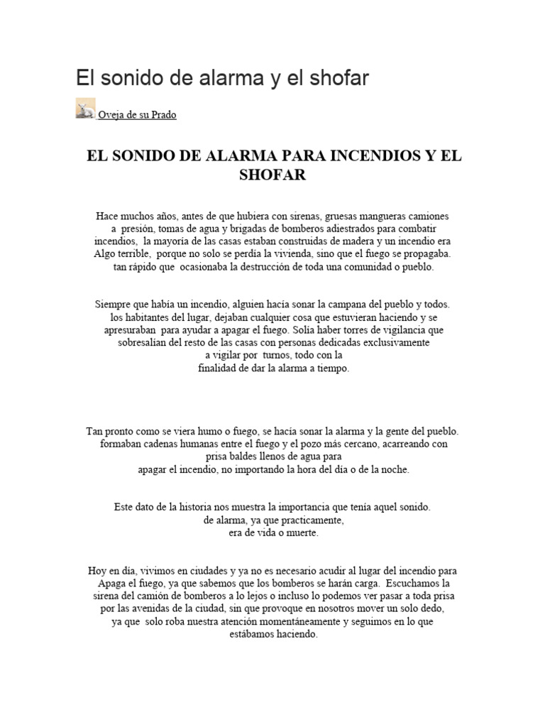 El Sonido de Alarma y El Shofar | PDF | Incendios