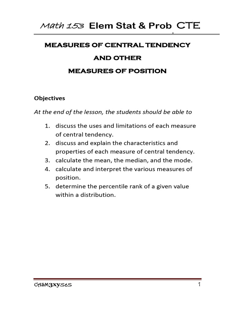 Math 153 Chapter 3 | PDF | Mean | Level Of Measurement