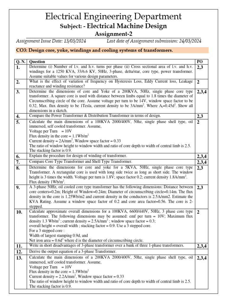 Assignment_2_EE601_EMD1 | PDF | Transformer | Electrical Engineering