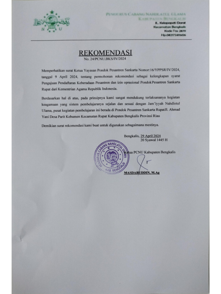 Rekom Nu PC Bengkalis | PDF