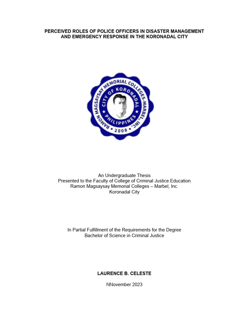 Police Roles in Disaster Management | PDF | Emergency Management ...