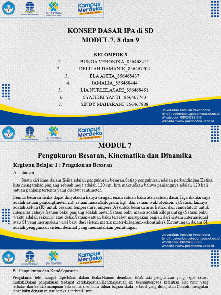 Konsep Dasar Ipa Di SD Kelompok 3 Modul 7, 8 Dan 9 | PDF