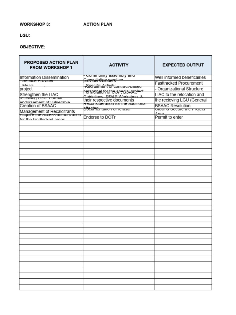 Workshop 3_ Action Plan Template | PDF