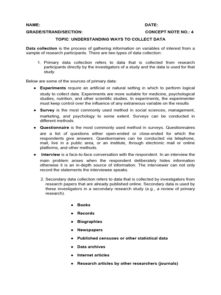 Concept Note No. 4 | PDF | Survey Methodology | Data