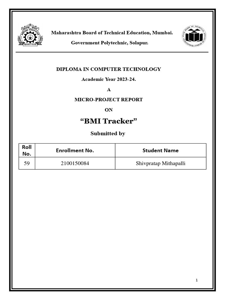 Micro Project Report | PDF | Body Mass Index | Usability