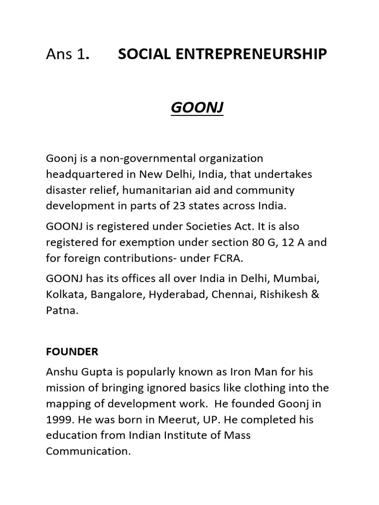 Assignment On Social Entrepreneurship | PDF | Economies