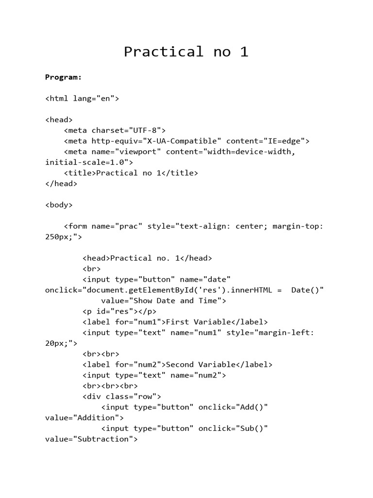 Practical No 1 | PDF