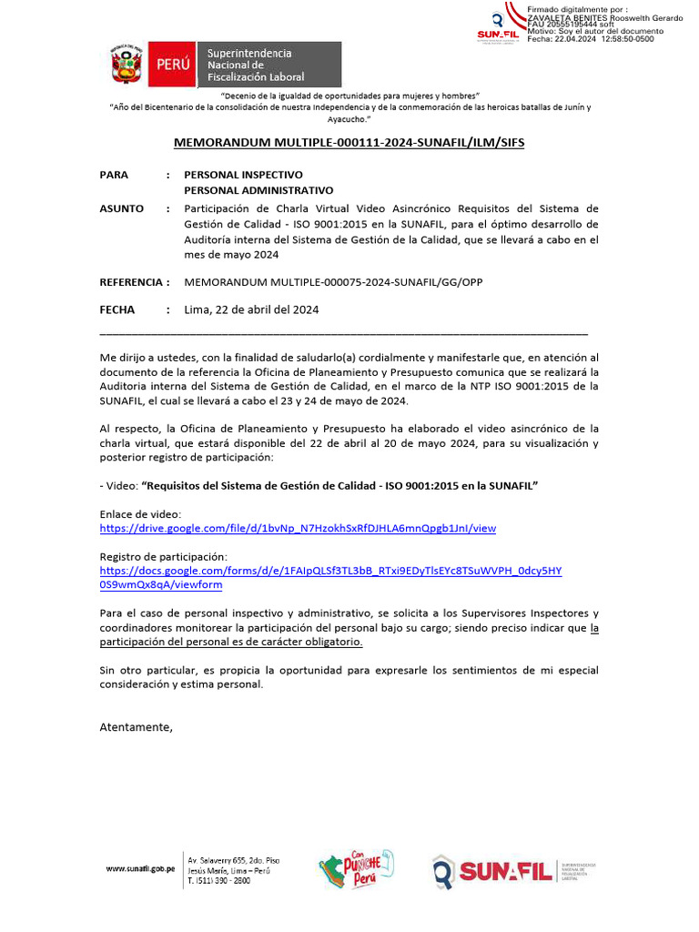 Memorandum Multiple 111-2024 | PDF