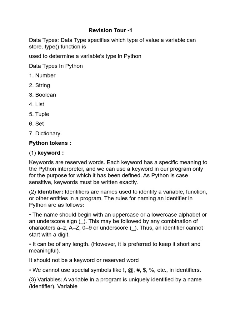 Revision Tour | PDF | Parameter (Computer Programming) | Data Type