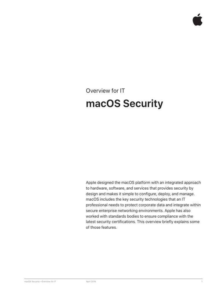 macOS Security Overview 2018 | PDF | Transport Layer Security | Mac Os macOS Security Overview 2018 | PDF | Transport Layer Security | Mac Os
