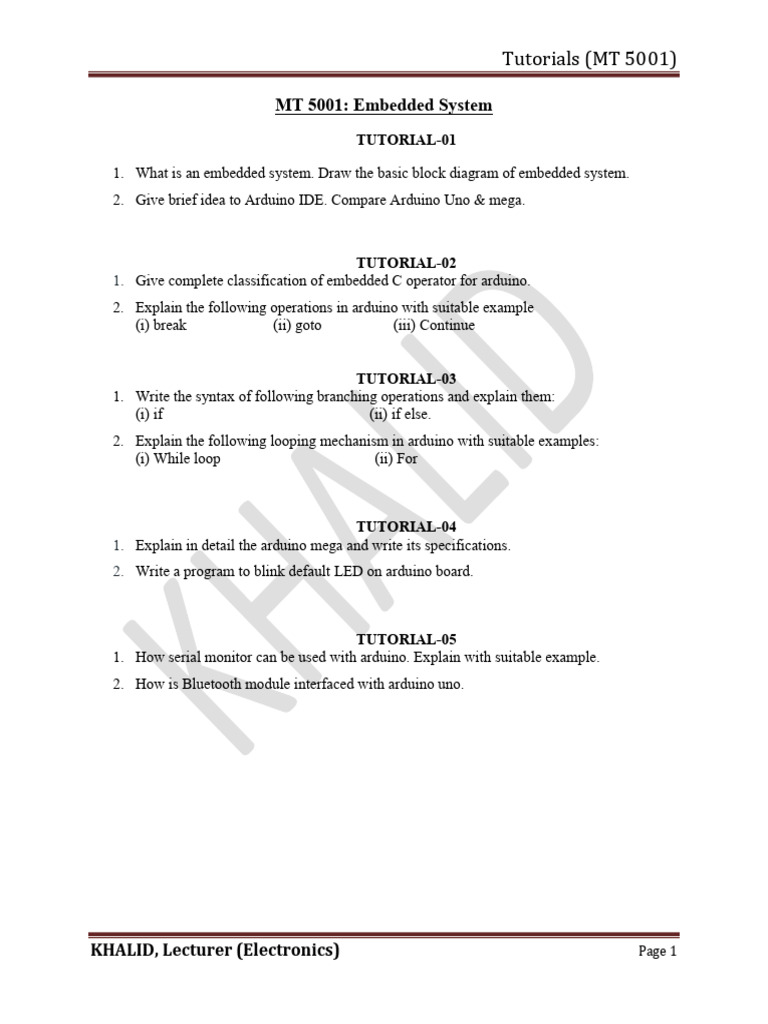 Embedded Systems and Arduino Tutorials | PDF | Teaching Methods ...