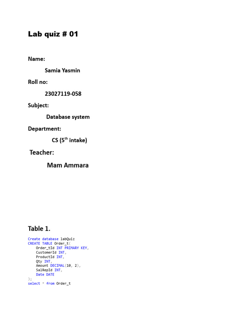 Lab Quiz 2 | PDF | Data Management Software | Data Management