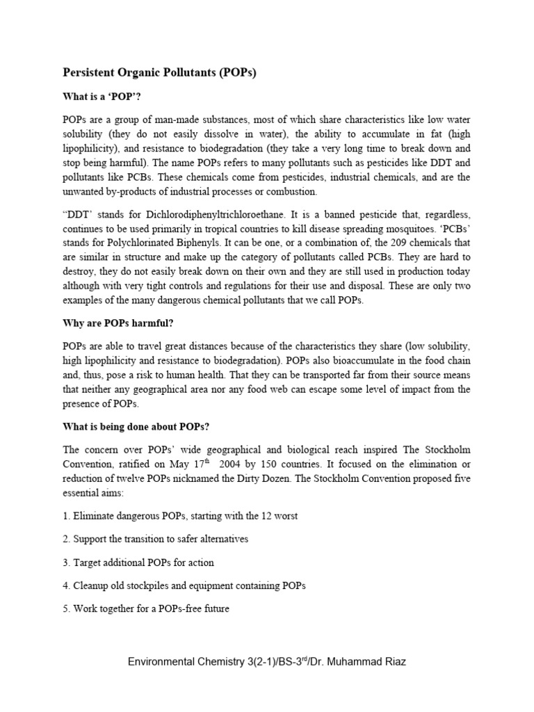 Persistent Organic Pollutants | PDF | Ddt | Environmental Issues