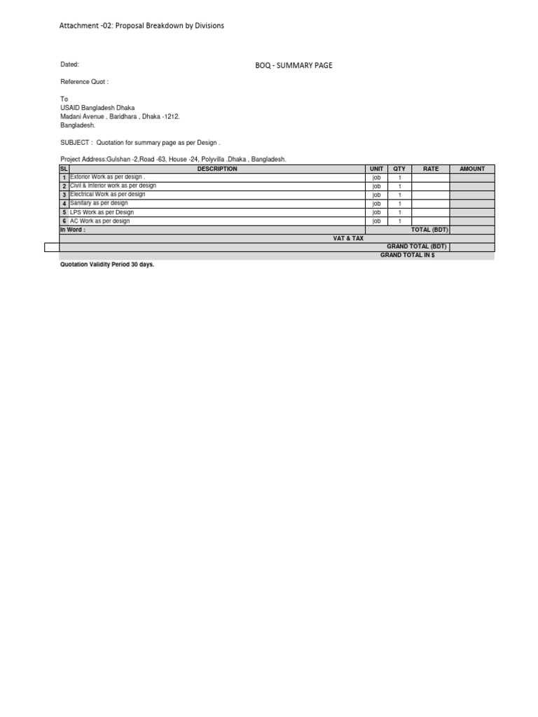 2.Proposal Breakdown by Divisions | PDF | Paint | Tile