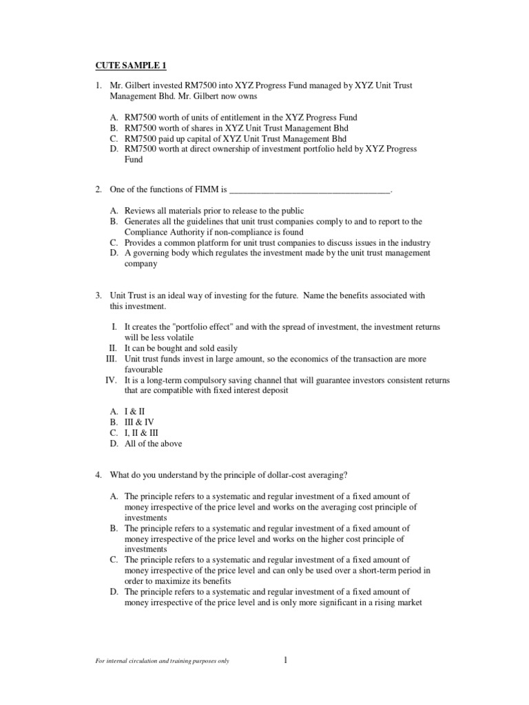 4 - Cute Question Set 1-6 | PDF | Investment Fund | Investing