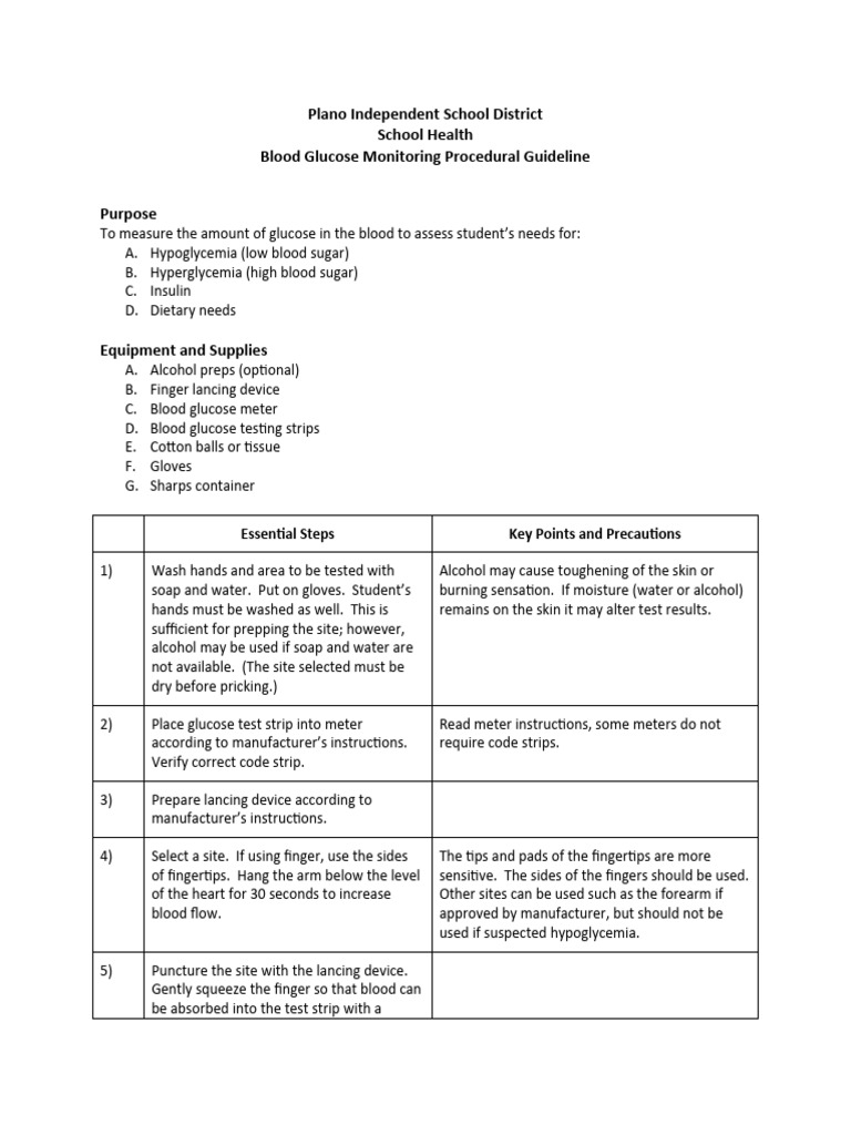 Blood Glucose Monitoring Guide | PDF | Hypoglycemia | Hyperglycemia