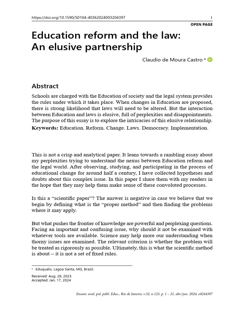 Education Reform and The Law An Elusive Partnershi | PDF | Democracy ...