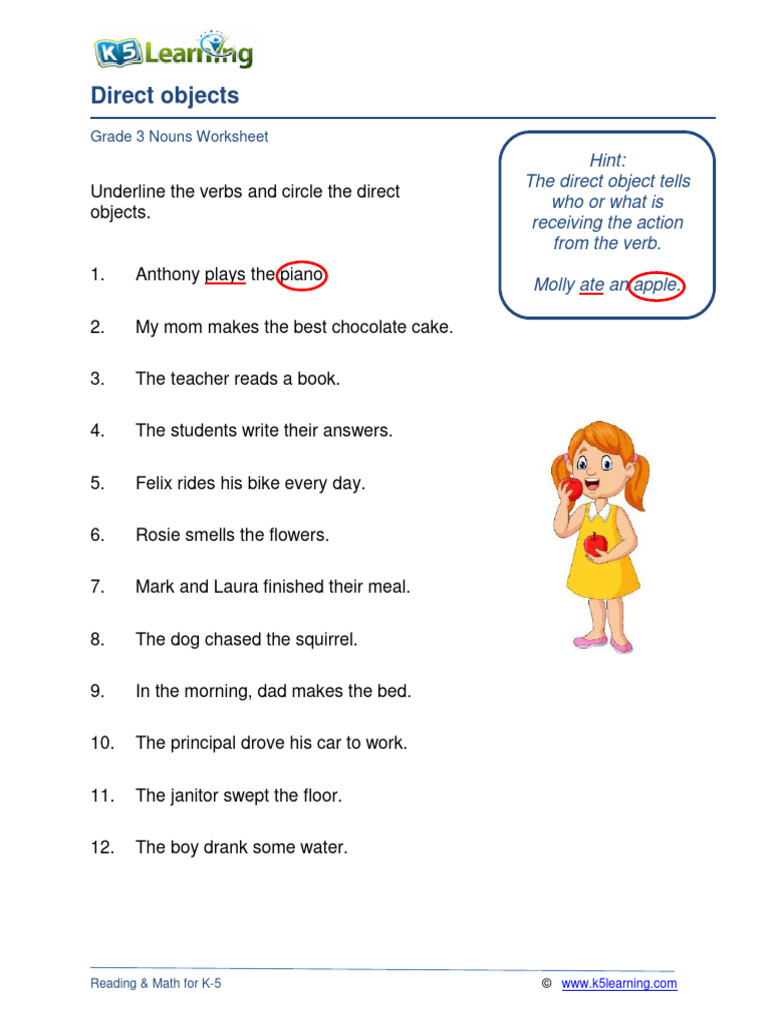 Grade 3 Direct Objects A | PDF