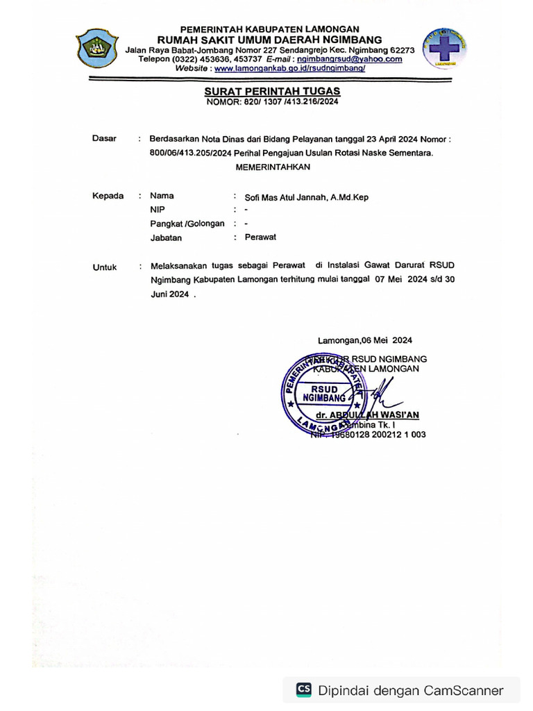 Surat Tugas Sofi | PDF