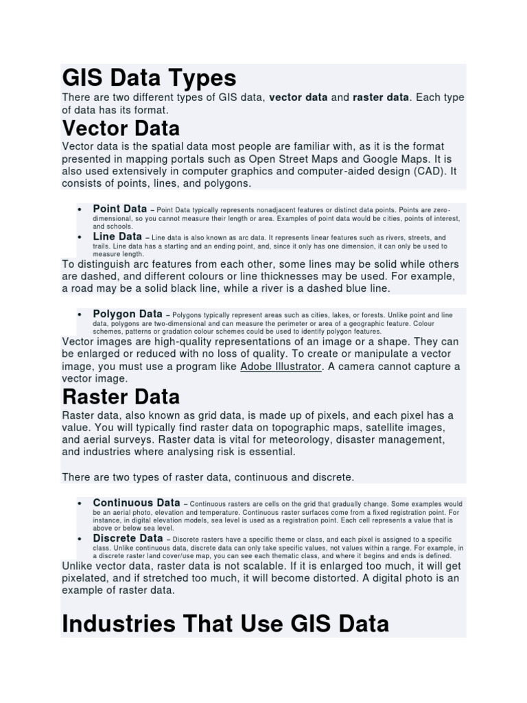 GIS Data Types | PDF | Geographic Information System | Earth Sciences