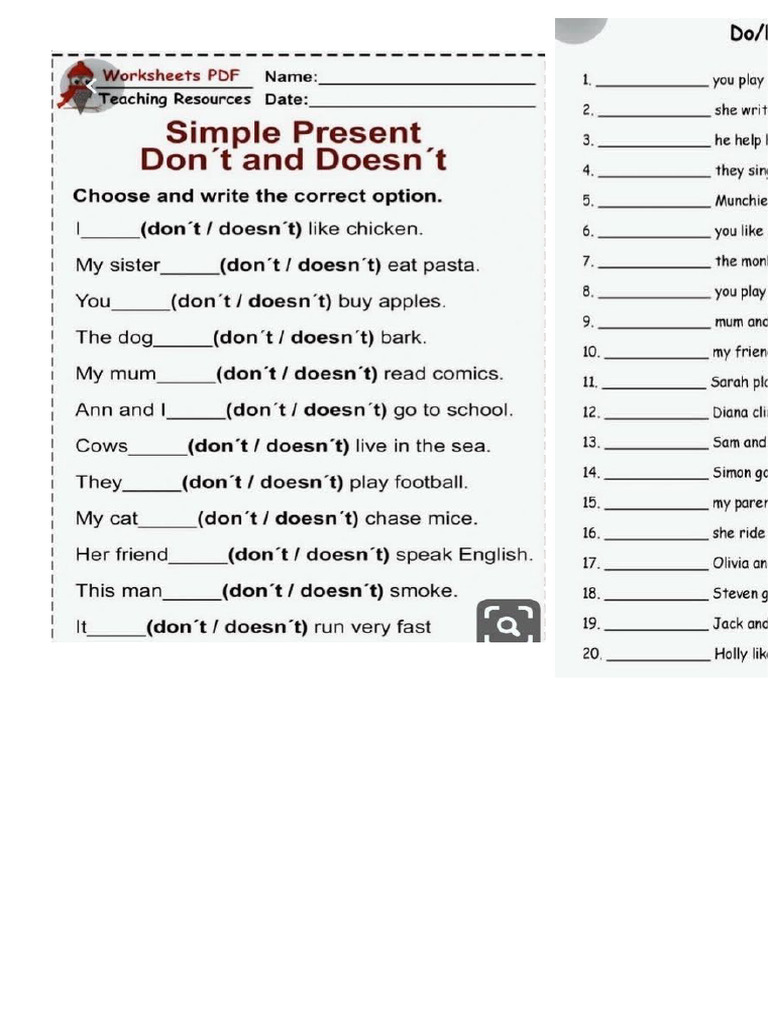 Simple Present Tense Worksheet | PDF