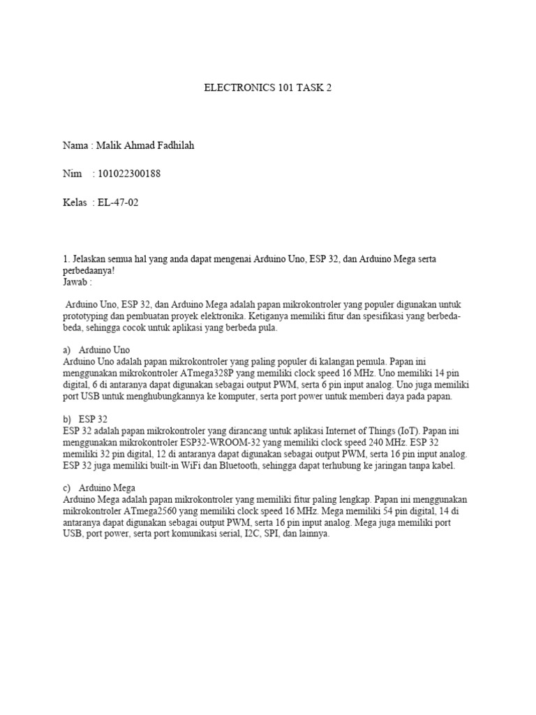 Perbandingan Arduino Uno Esp32 Mega Pdf Komputer