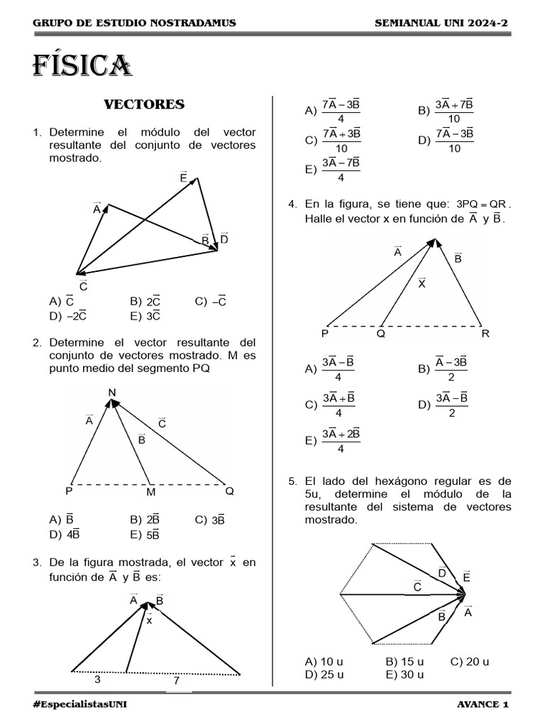 SAUB_2024_2_FÍSICA_A1 | PDF | Vector Euclidiano | Velocidad