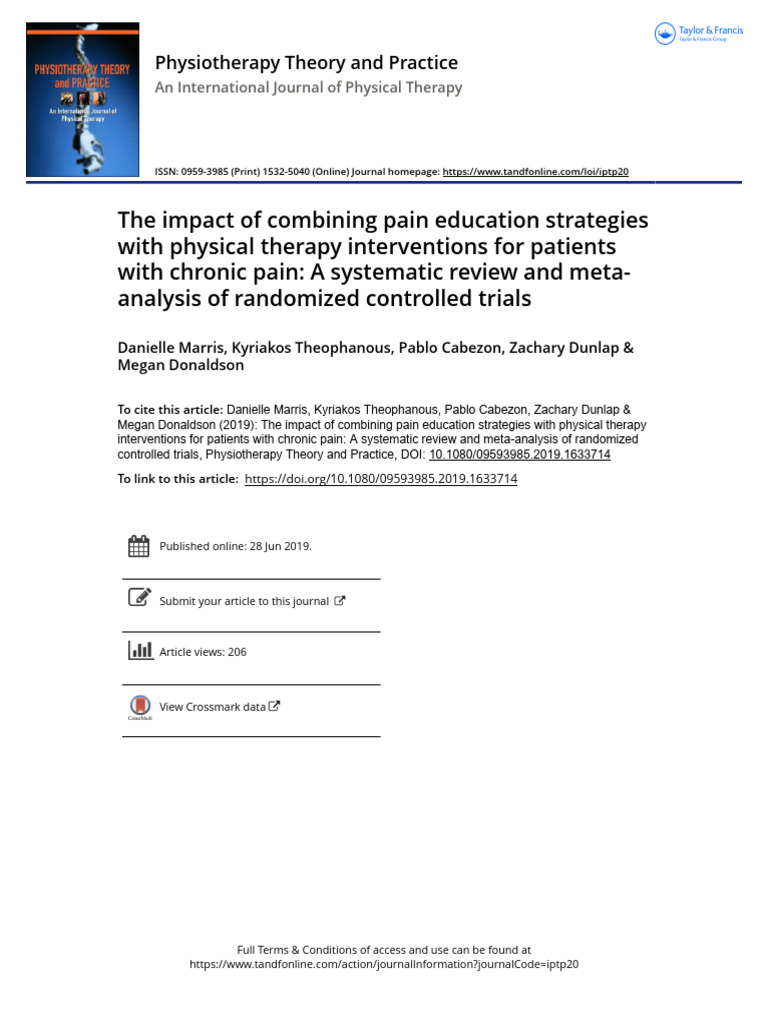 The Impact of Combining Pain Education Strategies With Physical Therapy ... The Impact of Combining Pain Education Strategies With Physical Therapy ...
