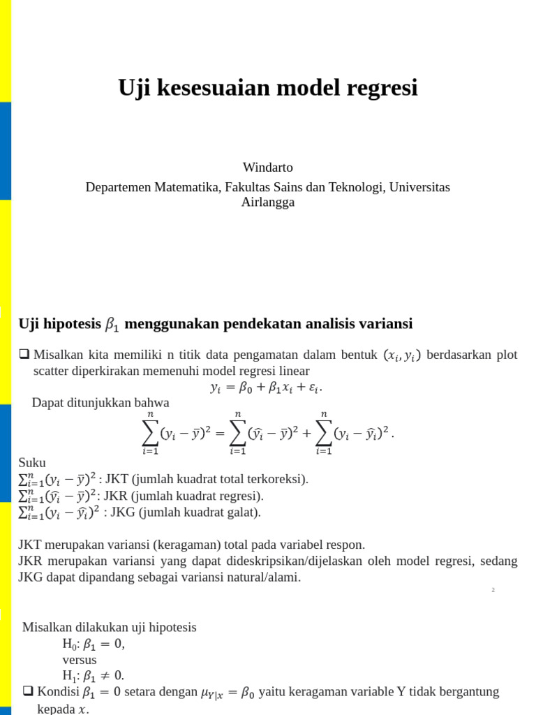 M14 Uji Kesesuaian Model Regresi | PDF